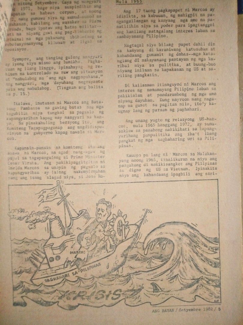 (EXTREMELY RARE) Sept. 1982 Ang Bayan Propaganda Paper by the Communist ...