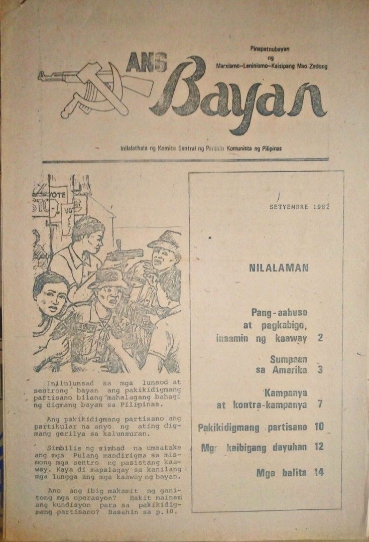 (EXTREMELY RARE) Sept. 1982 Ang Bayan Propaganda Paper by the Communist ...