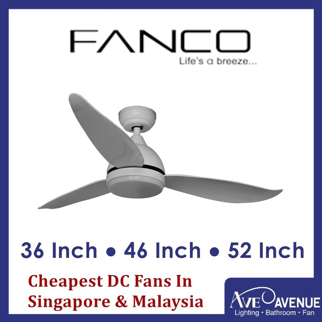 FANCO B-STAR DC Motor Ceiling Fan with 3 Tone LED Light Kit and Remote ...