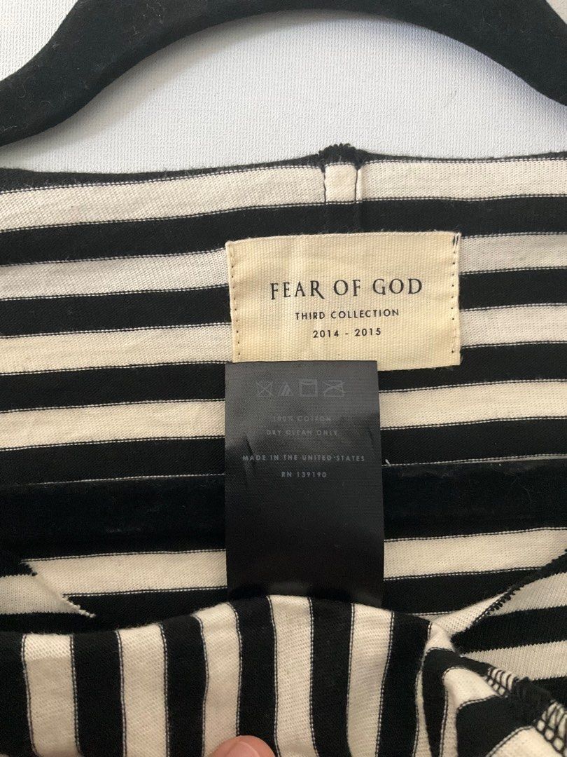 FEAR OF GOD Mens Shirt Third Collection 2014-2015 Striped Elongated Top ...