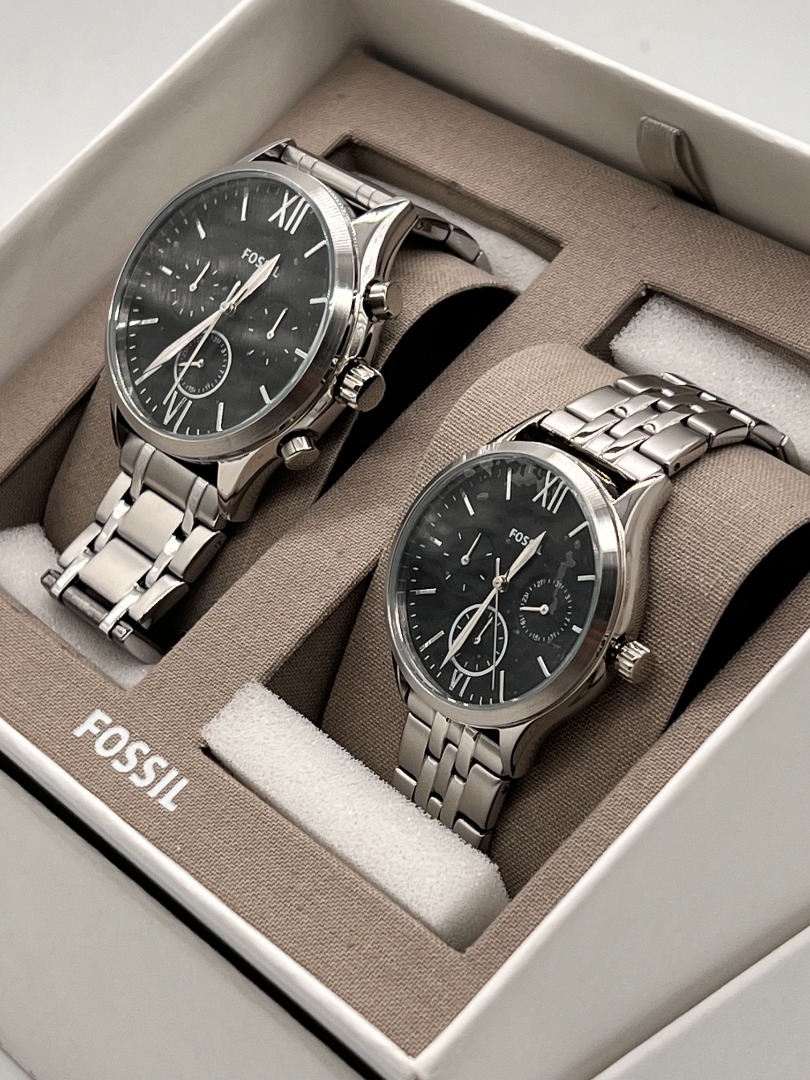 Fossil BQ2469SET His and Her Fenmore Multifunction Stainless Steel ...