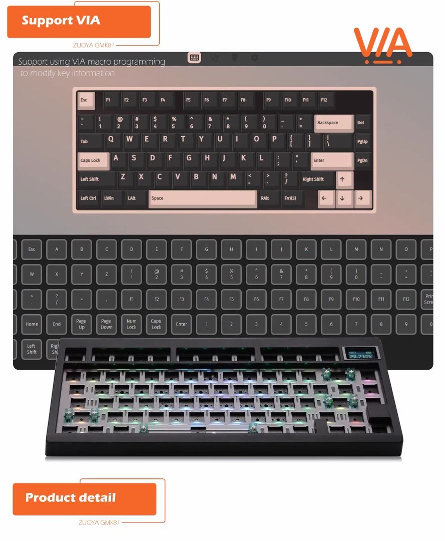 Zuoya Gmk81 Via Compatible Custom Barebones Keyboard Kit Gmk67 But With Function Keys And