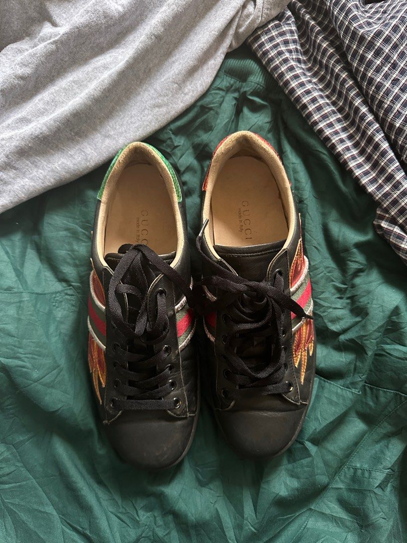 Gucci Ace "Black Flames", Luxury, Sneakers & Footwear on Carousell