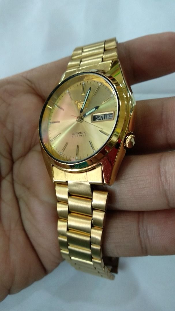 jam tangan seiko 5 gold normalmulus siap pakai anti karat, Fesyen Pria ...