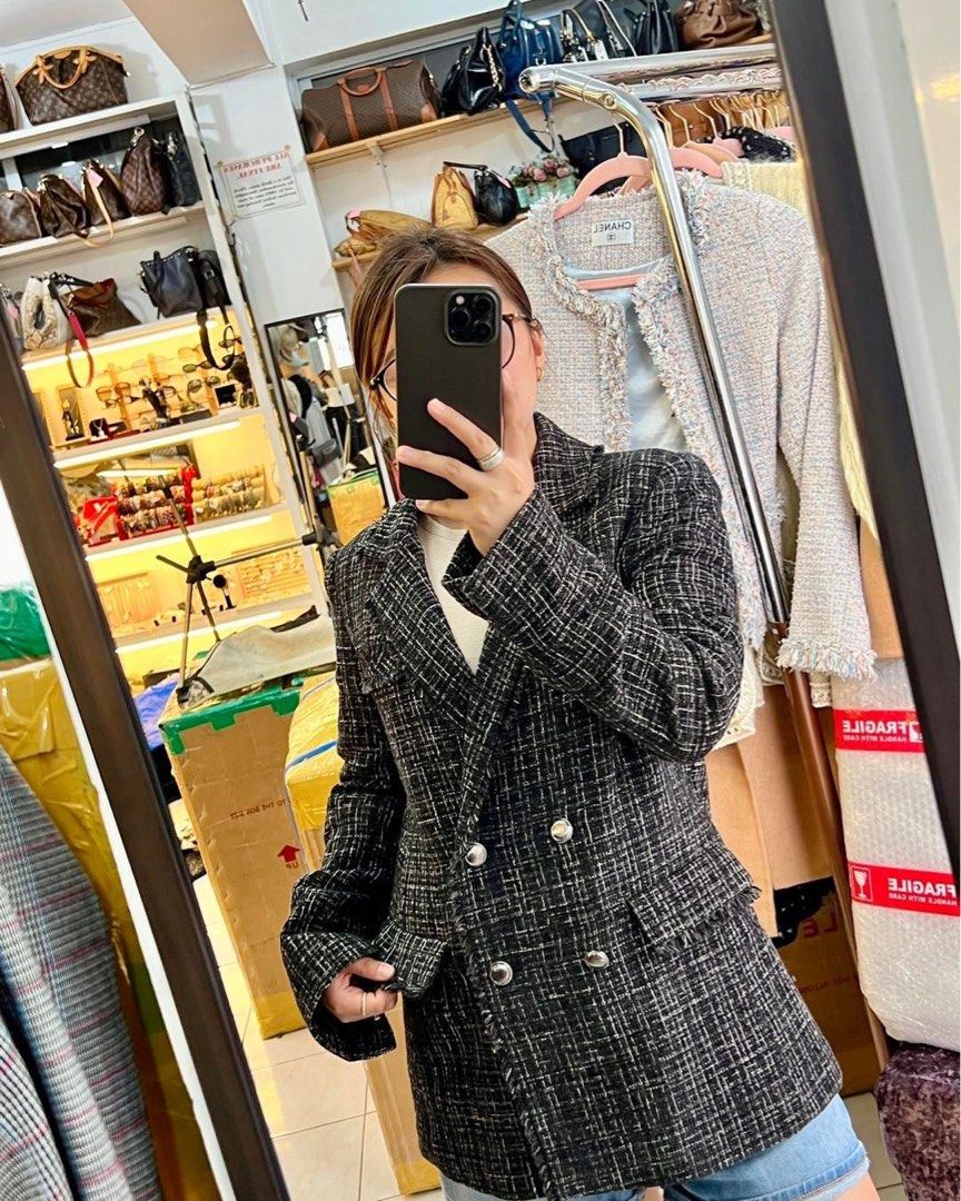 Korean Tweed Blazer, Women's Fashion, Coats, Jackets and Outerwear on ...