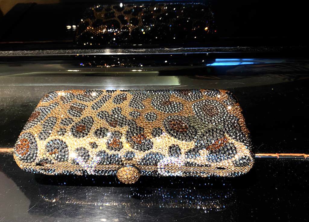 Leopard spotted sparkly clutch, Women's Fashion, Bags & Wallets ...