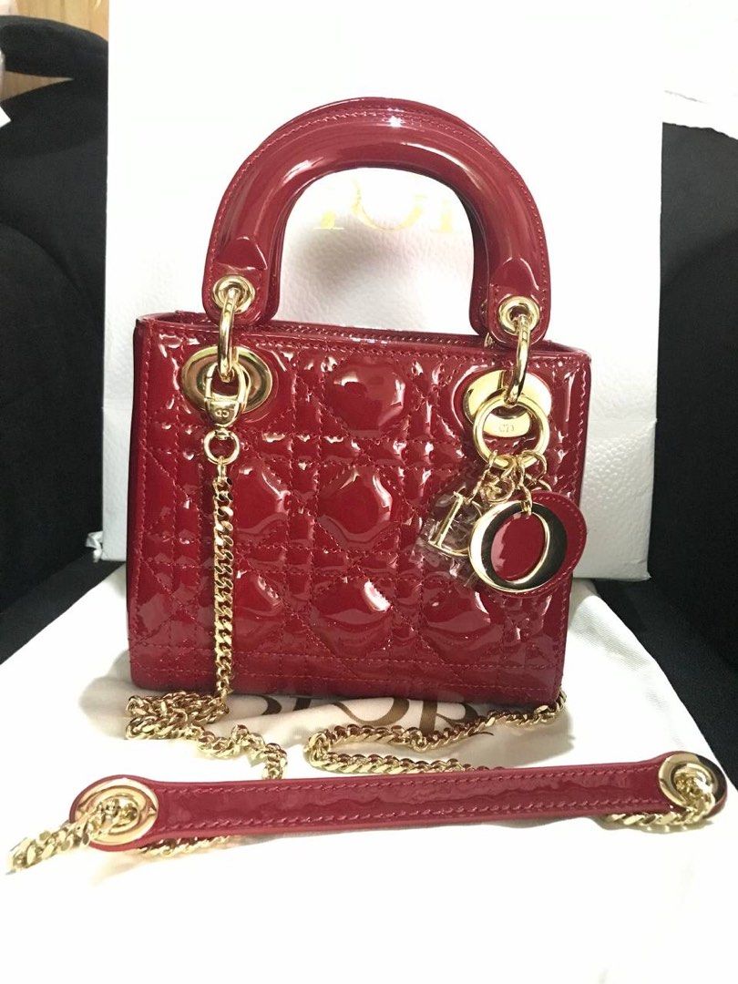 Mini Lady Dior Red Bag, Women's Fashion, Bags & Wallets, Shoulder Bags ...