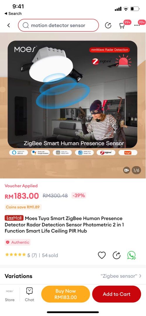 Moes Tuya Smart Zigbee Human Presence Detector Radar Detection Sensor