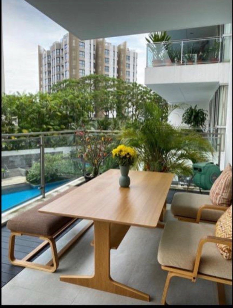 Muji Oak Wood Dining living table and chair set, Furniture & Home ...