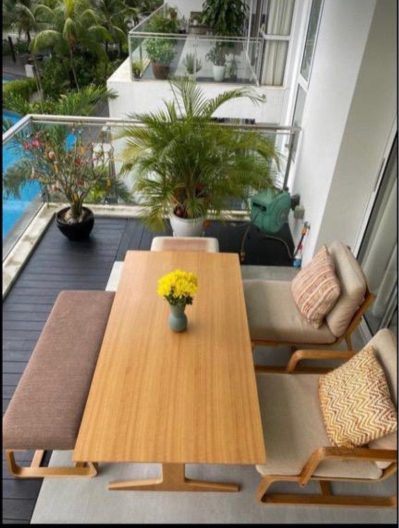 Muji Oak Wood Dining living table and chair set, Furniture & Home ...