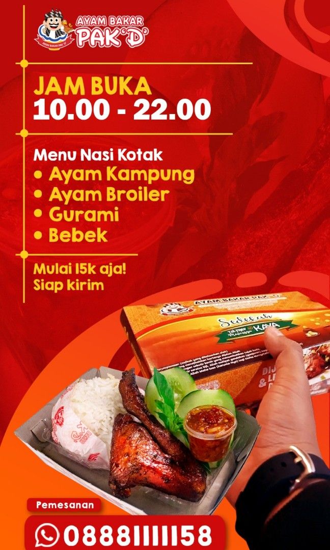 Nasi kotak ayam bakar pak d, Makanan & Minuman, Makanan Instan di Carousell