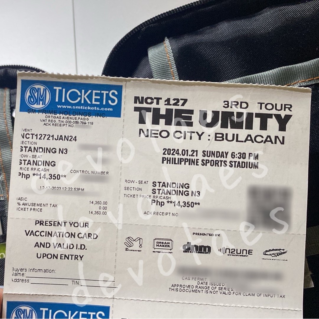 NCT 127 3rd Tour Neo City: The Unity VIP Standing N3, Tickets ...