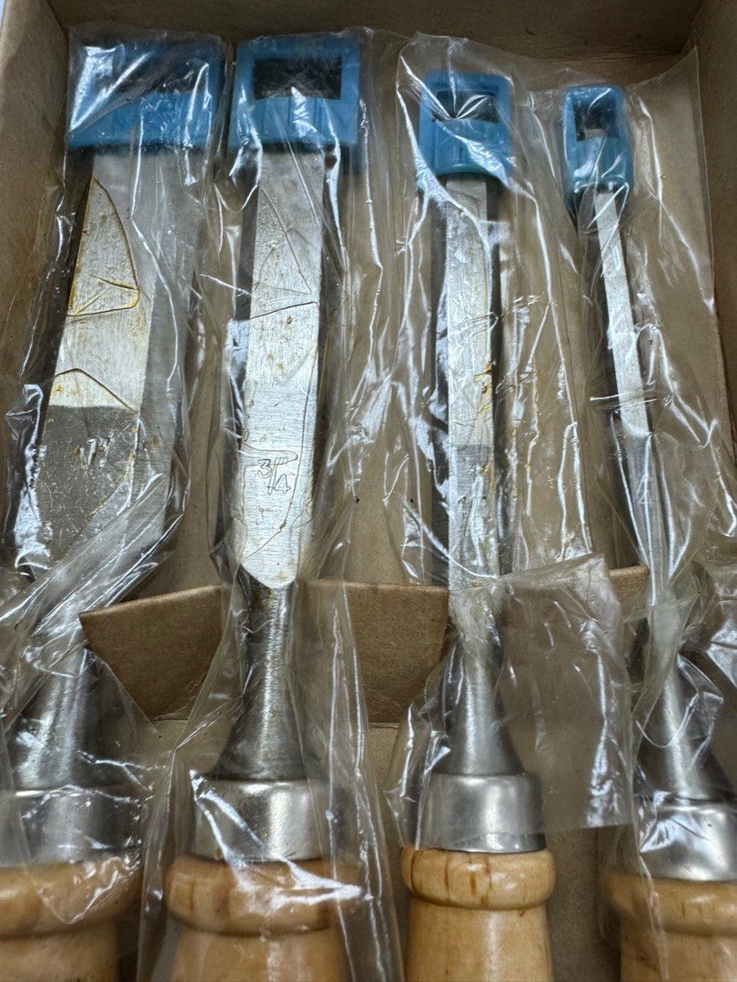 NOS Vintage Diamond Brand Bevelled Edge Firmer Chisels: 4 Piece Set ...