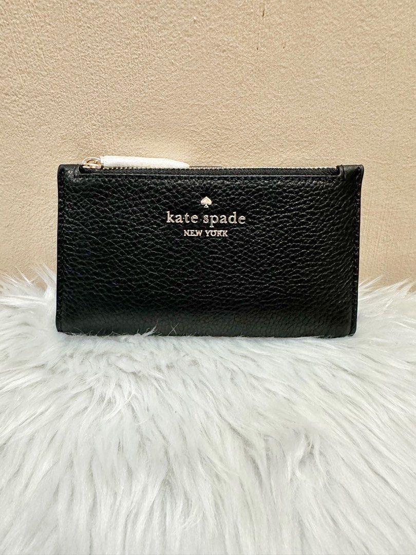 Original Kate Spade Leila Small Slim Bifold Wallet in Black Pebbled ...