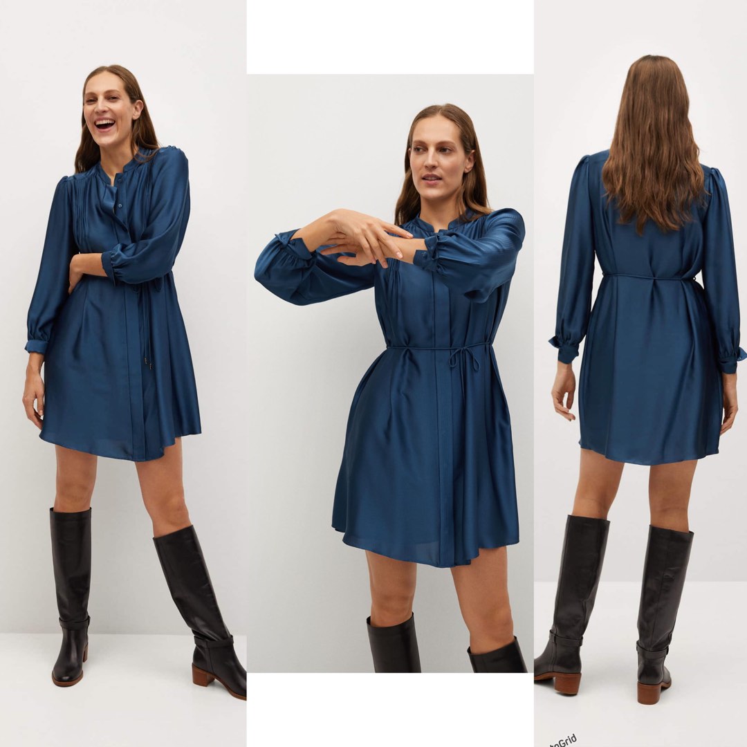 Original MNG pleated satin dress medium-large, Women's Fashion, Dresses ...