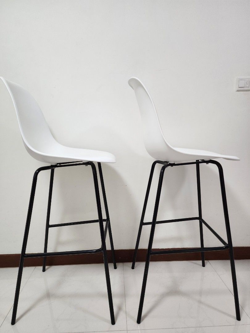 Pair of White Shell bar stools, Furniture & Home Living, Furniture ...