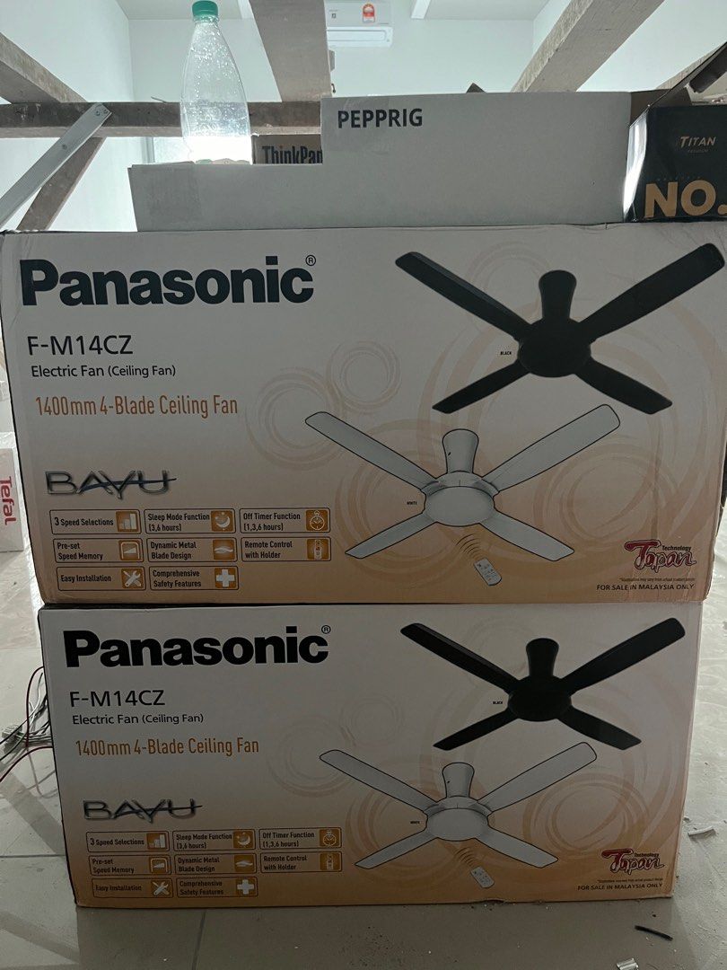 Panasonic Bayu 4 Ceiling Fan - Black, Furniture & Home Living, Lighting ...
