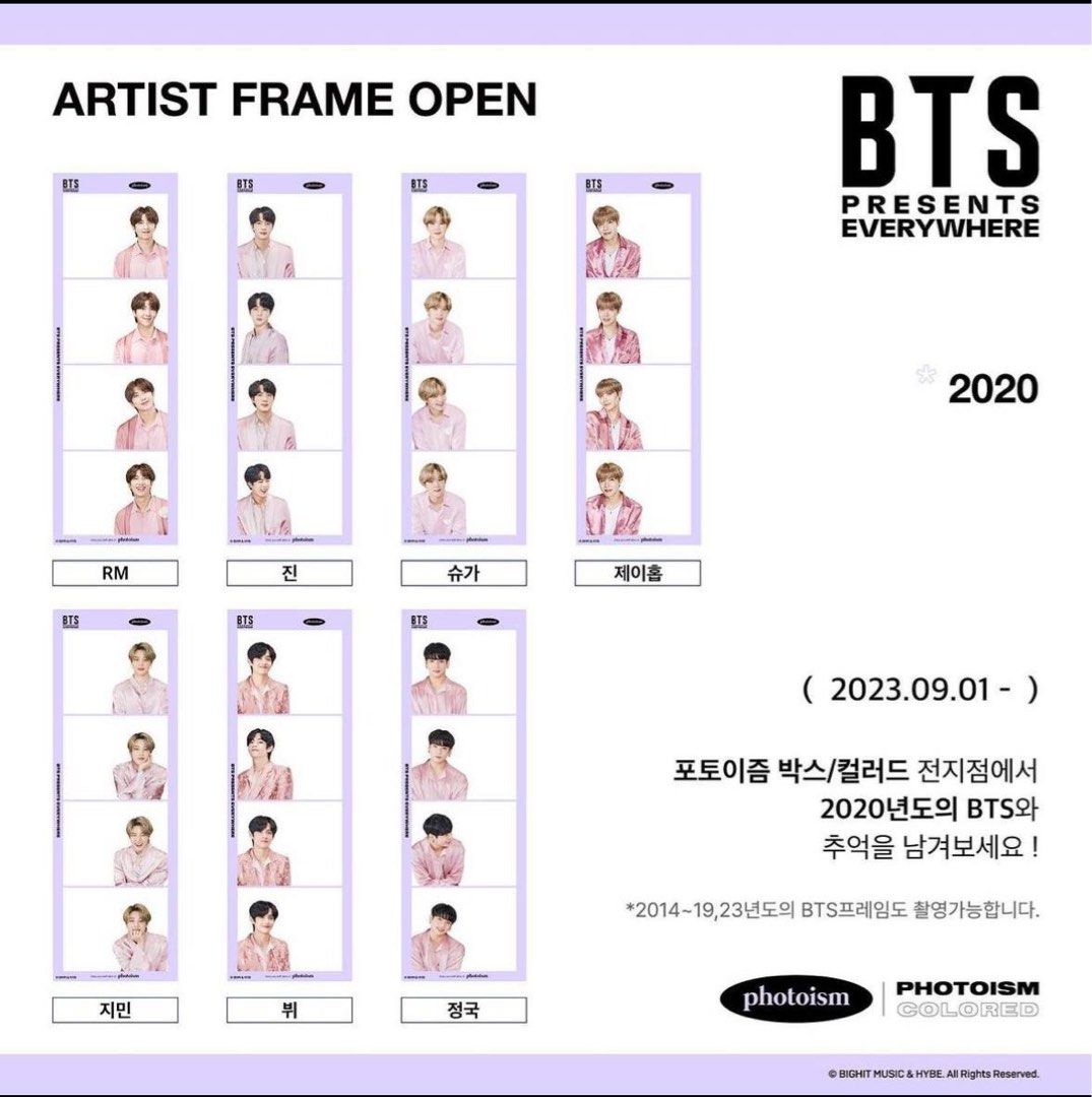 PO BTS PHOTOISM FRAMES FROM 2014 - 2023 RM JIN SUGA J-HOPE JIMIN V JUNG ...
