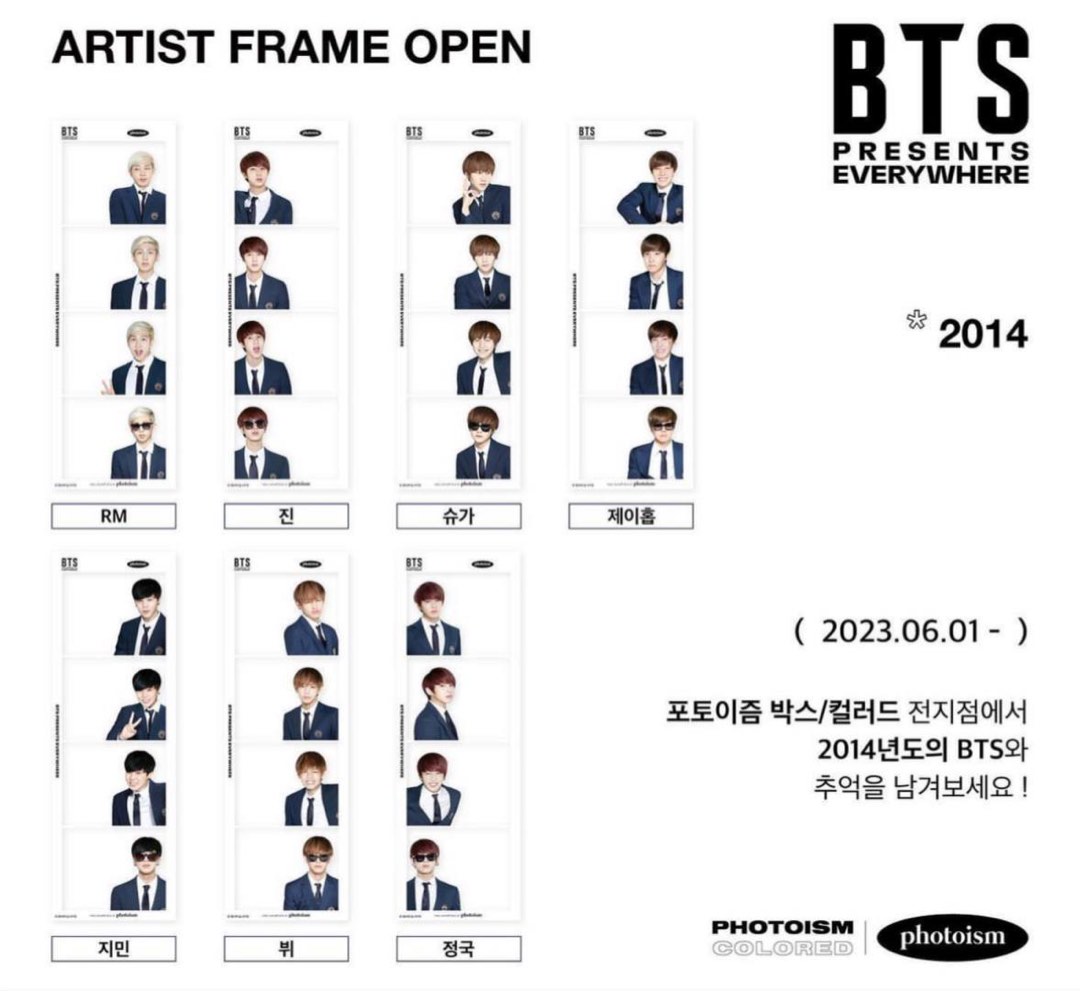 PO BTS PHOTOISM FRAMES FROM 2014 - 2023 RM JIN SUGA J-HOPE JIMIN V JUNG ...