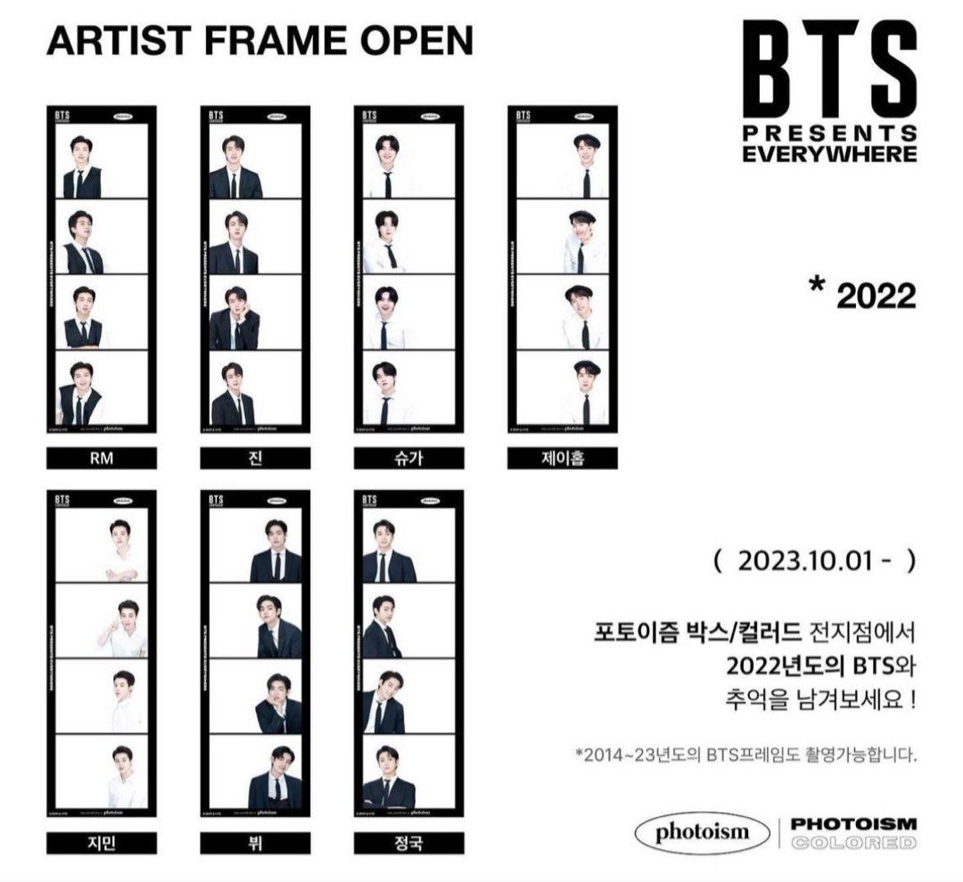 PO BTS PHOTOISM FRAMES FROM 2014 - 2023 RM JIN SUGA J-HOPE JIMIN V JUNG ...