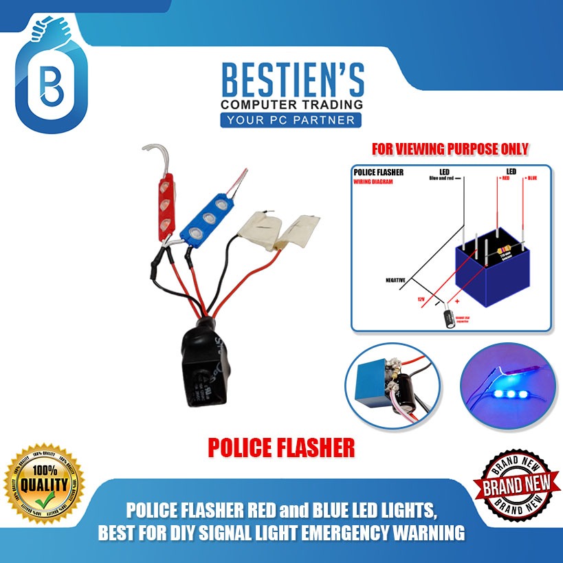 POLICE FLASHER RED and BLUE LED LIGHTS, BEST FOR DIY SIGNAL LIGHT ...