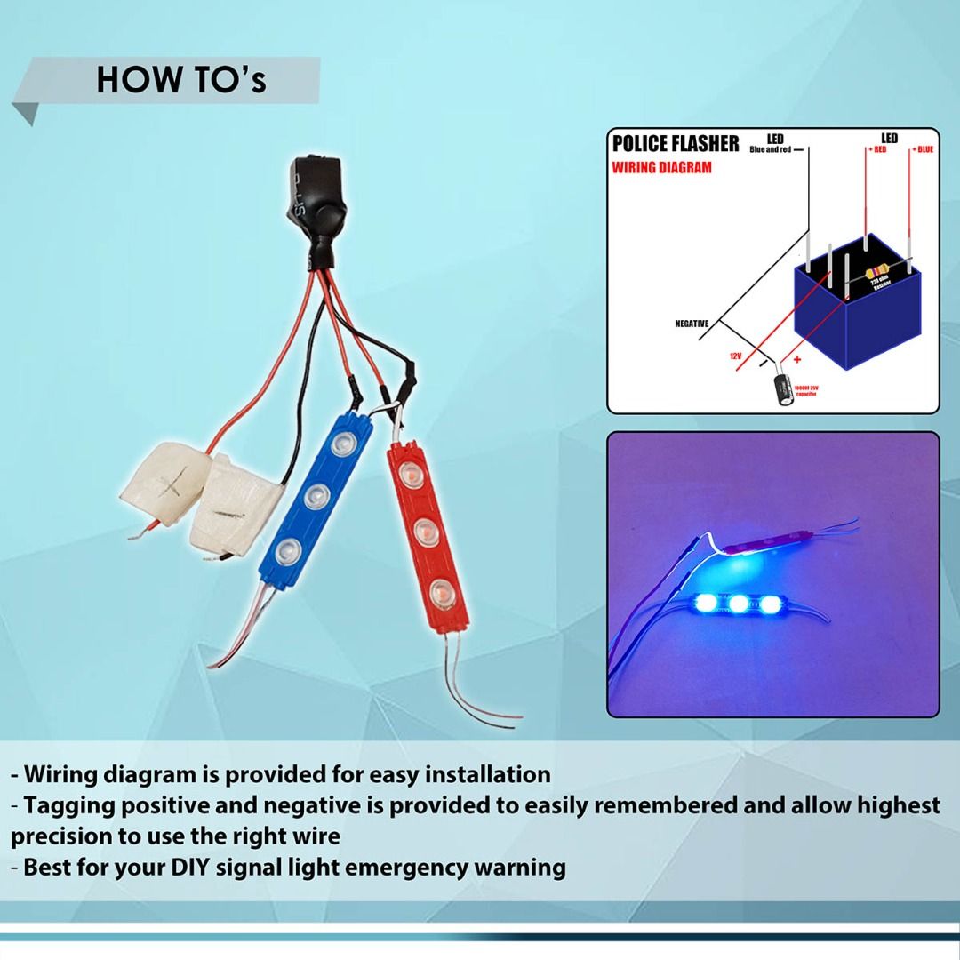 POLICE FLASHER RED and BLUE LED LIGHTS, BEST FOR DIY SIGNAL LIGHT ...