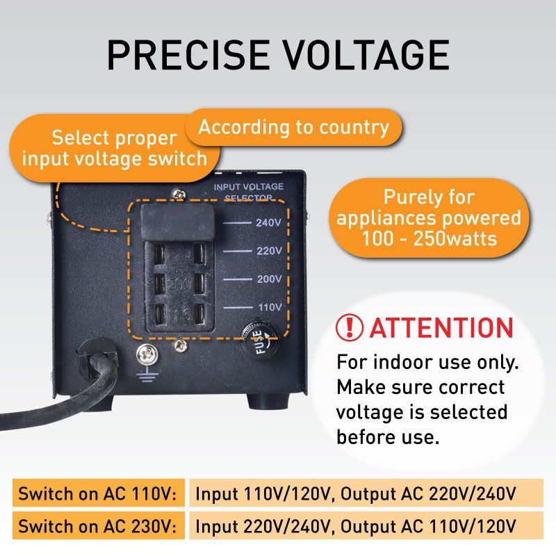 PowerPac Converter Transformer 250W Heavy Duty Step Up & Down Voltage ...