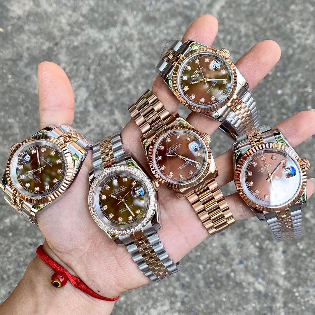 Seiko Brown Diamond Dial Datejust mod, Men's Fashion, Watches ...