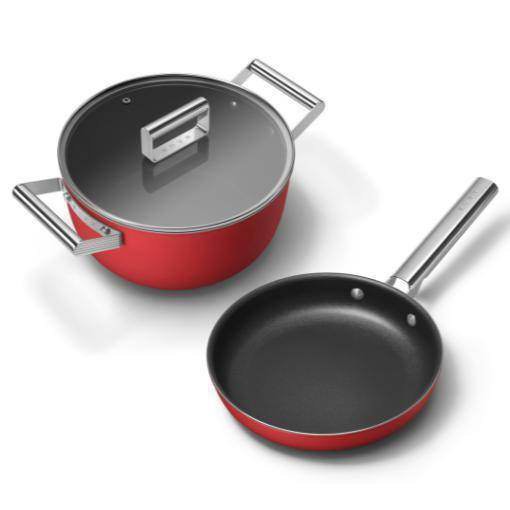 SMEG set of 30cm Frying Pan & 24cm Casserole with Lid, TV & Home ...