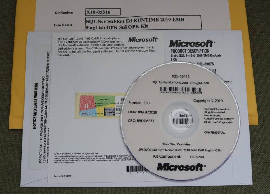 SQL Server Microsoft DVD Pack 2019/2022 Standard or Enterprise - Database Server for Management ...