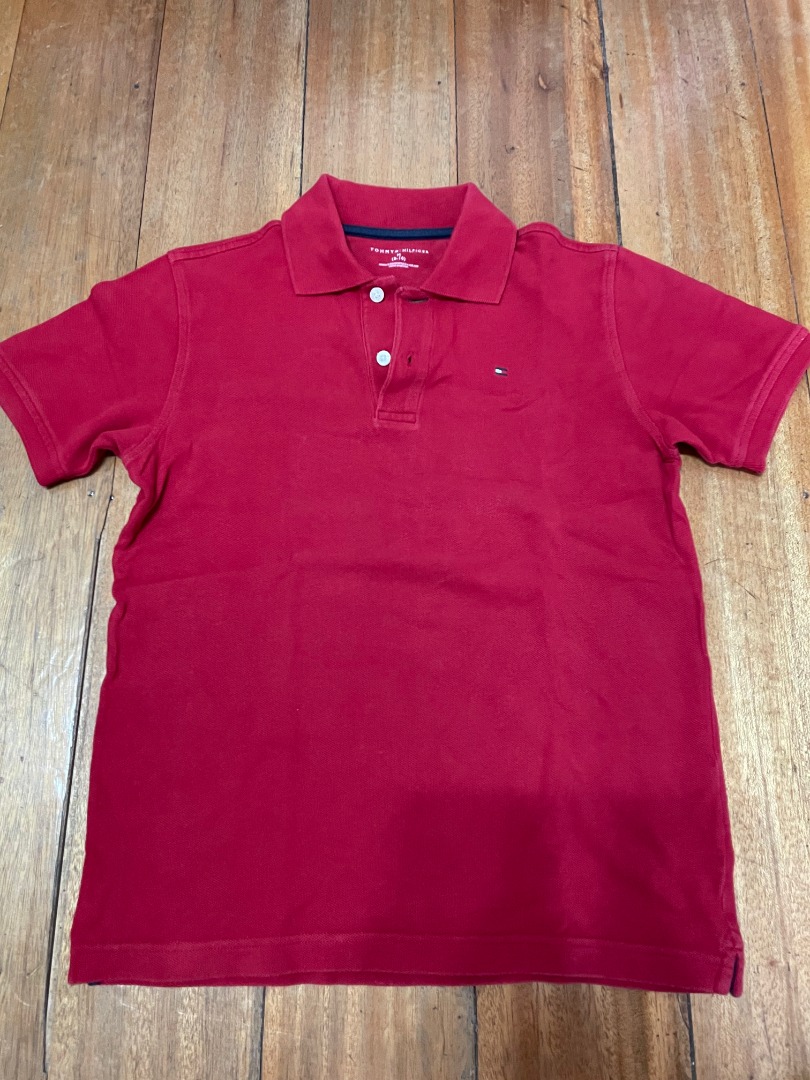 TOMMY HILFIGER Red Polo Shirt, Men's Fashion, Tops & Sets, Tshirts & Polo Shirts on Carousell
