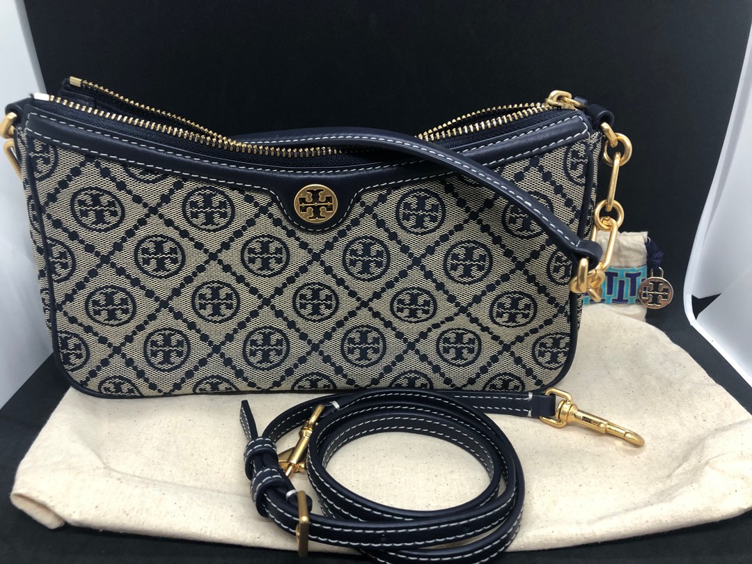 Tory Burch T Monogram Jacquard Studio Bag Color: Tory Navy, Luxury ...