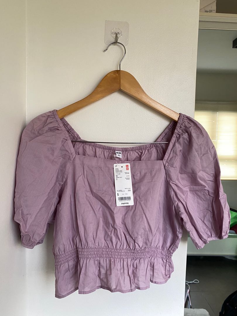 Uniqlo Cropped Top Purple Lavender, Women's Fashion, Tops, Blouses on ...