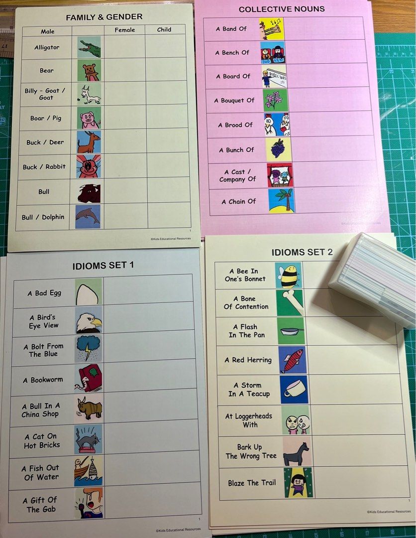 Vocabulary game: Idioms, family/Gender, collective nouns, Hobbies ...