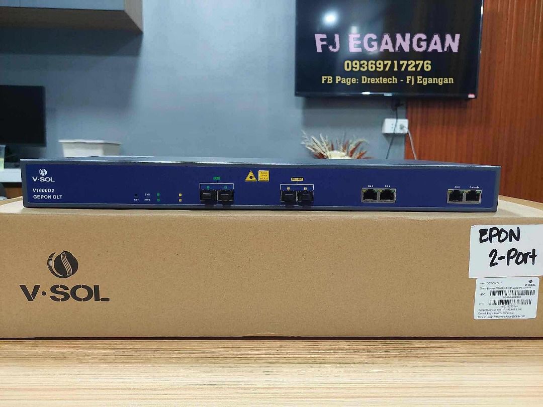 Vsol V1600D2 EPON OLT 2-Port EPON, 2GE(RJ45) with 2Pcs SFP Px+++ 9dbm ...