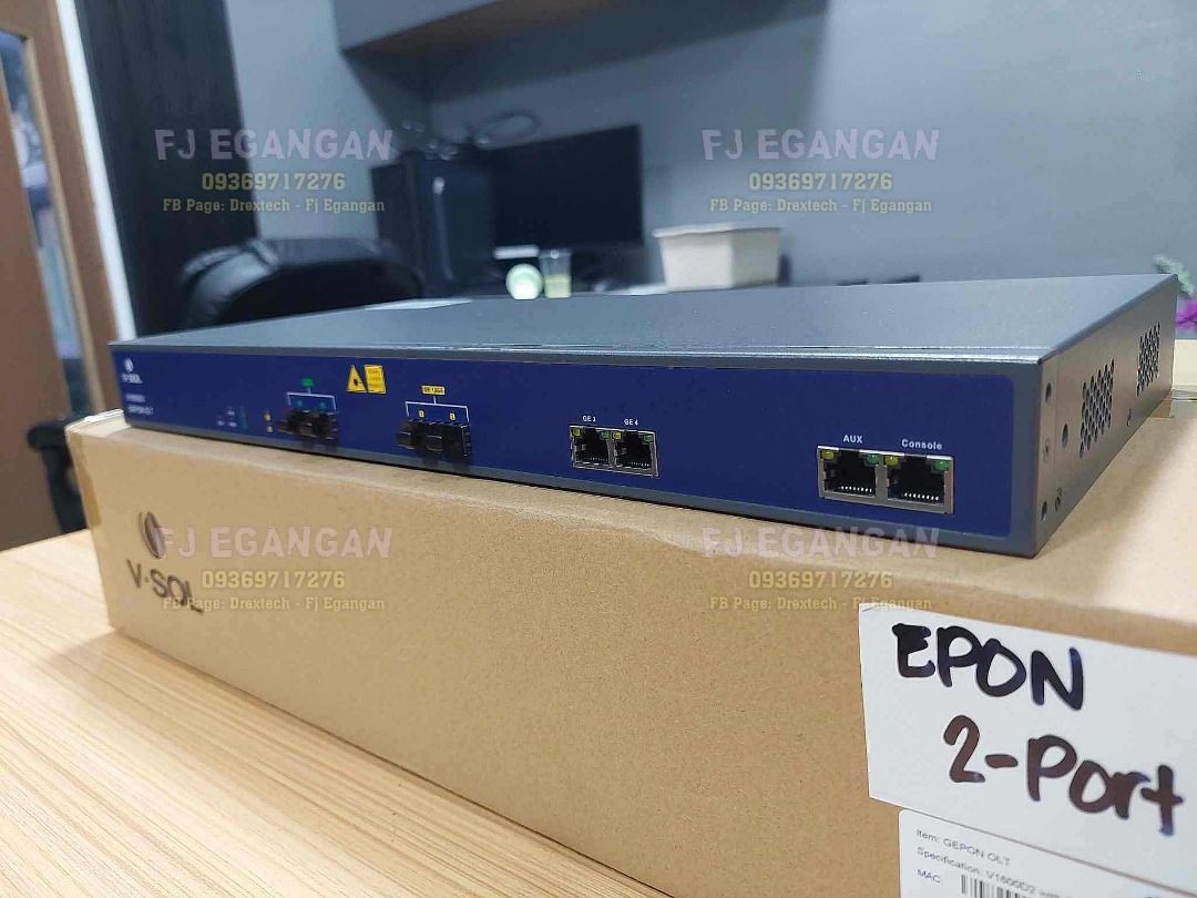 Vsol V1600D2 EPON OLT 2-Port EPON, 2GE(RJ45) with 2Pcs SFP Px+++ 9dbm ...