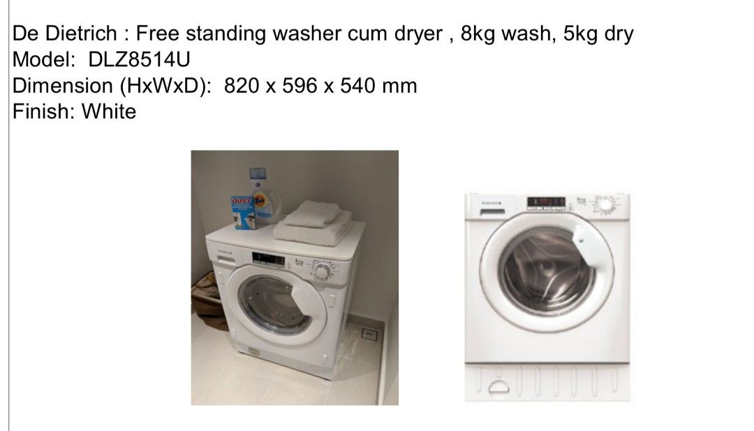 De Dietrich Washing machine and dryer French luxurious, TV & Home ...