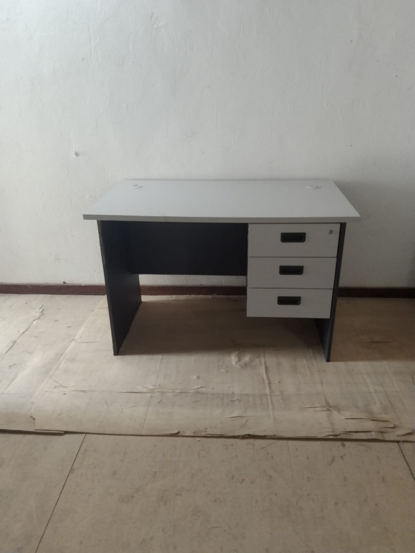 White Grey Office Desk Table With 3 Drawers / Study desk / Study table ...
