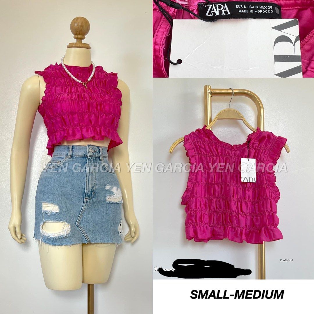 Zara Ruffle top, Women's Fashion, Tops, Sleeveless on Carousell