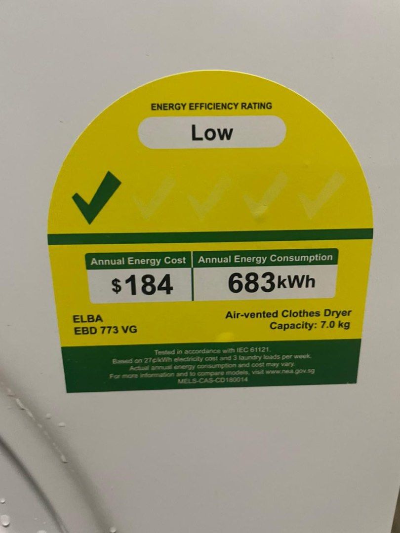 022312 (4) elba air vented dryer 7kg 1tick, TV & Home Appliances ...