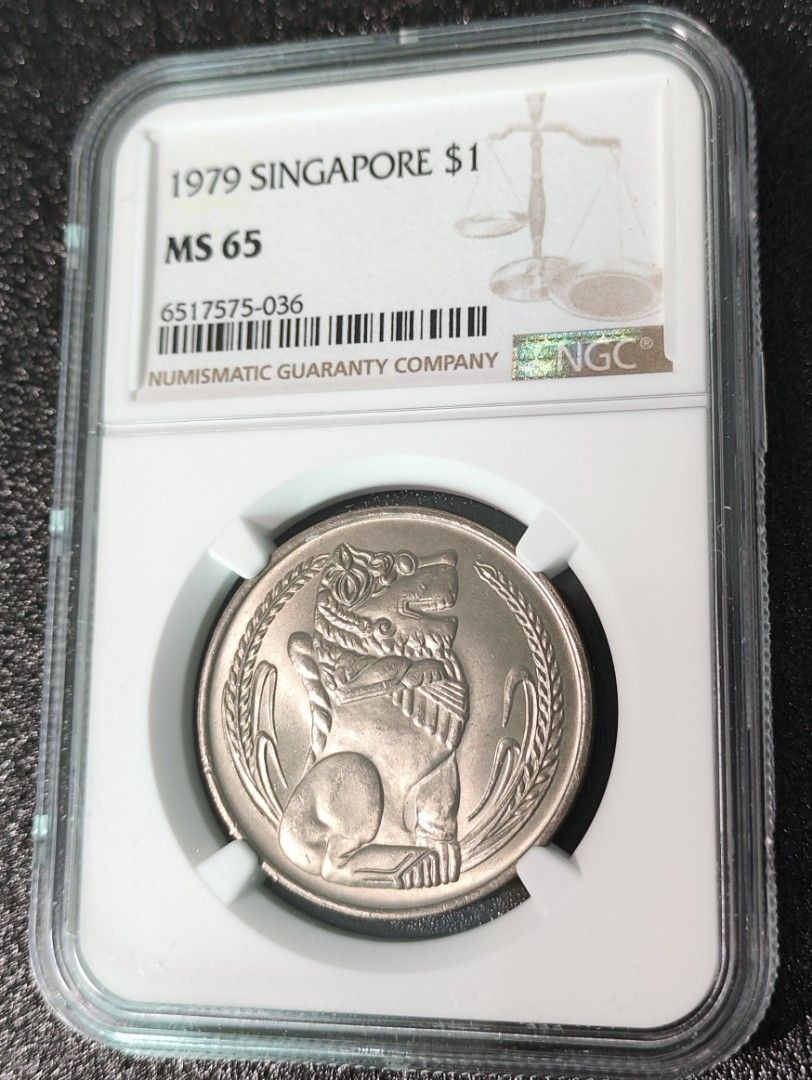1979 MS65 $1 Stylized Lion coin World/Singapore currency note collection, Hobbies & Toys ...