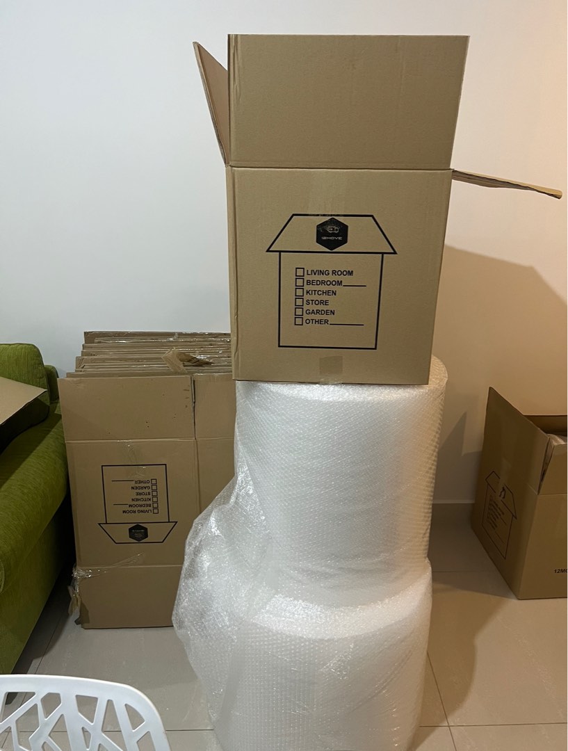 50 XL moving boxes and 2 XL bubble wrap, Everything Else on Carousell