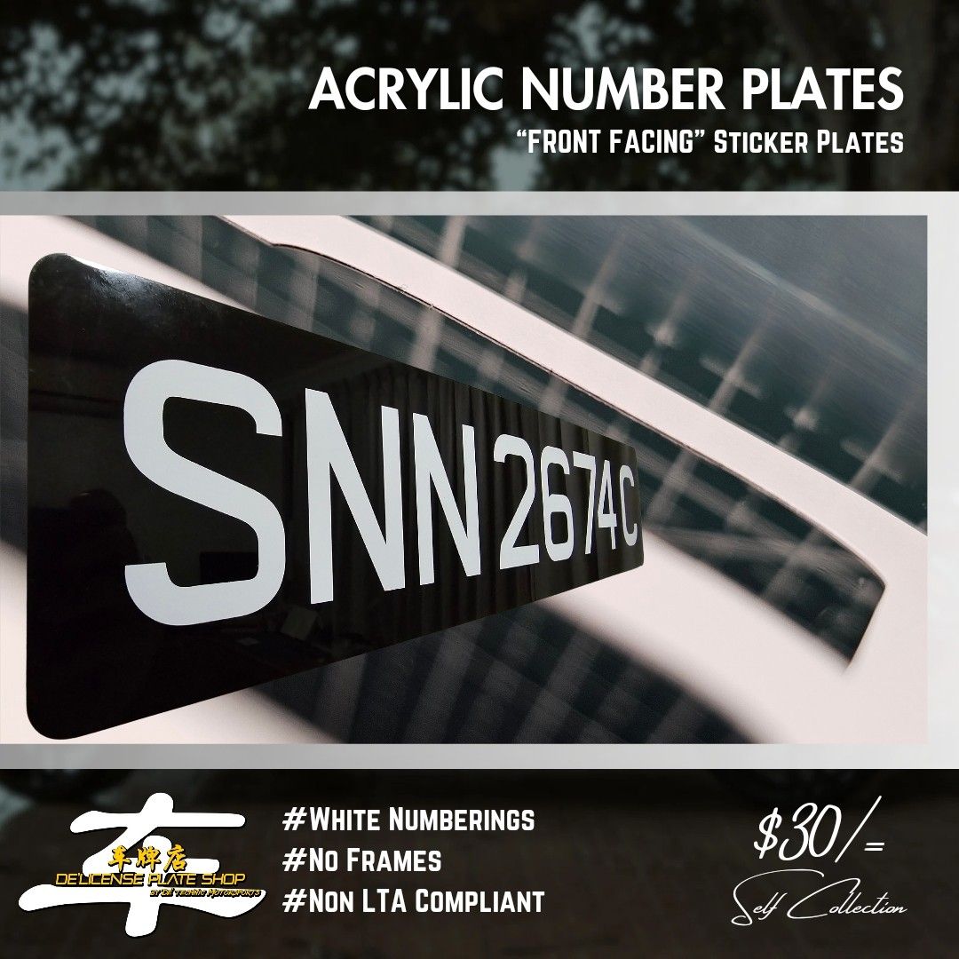 Acrylic Number Plates (Front Facing), Car Accessories, Car Plates on ...