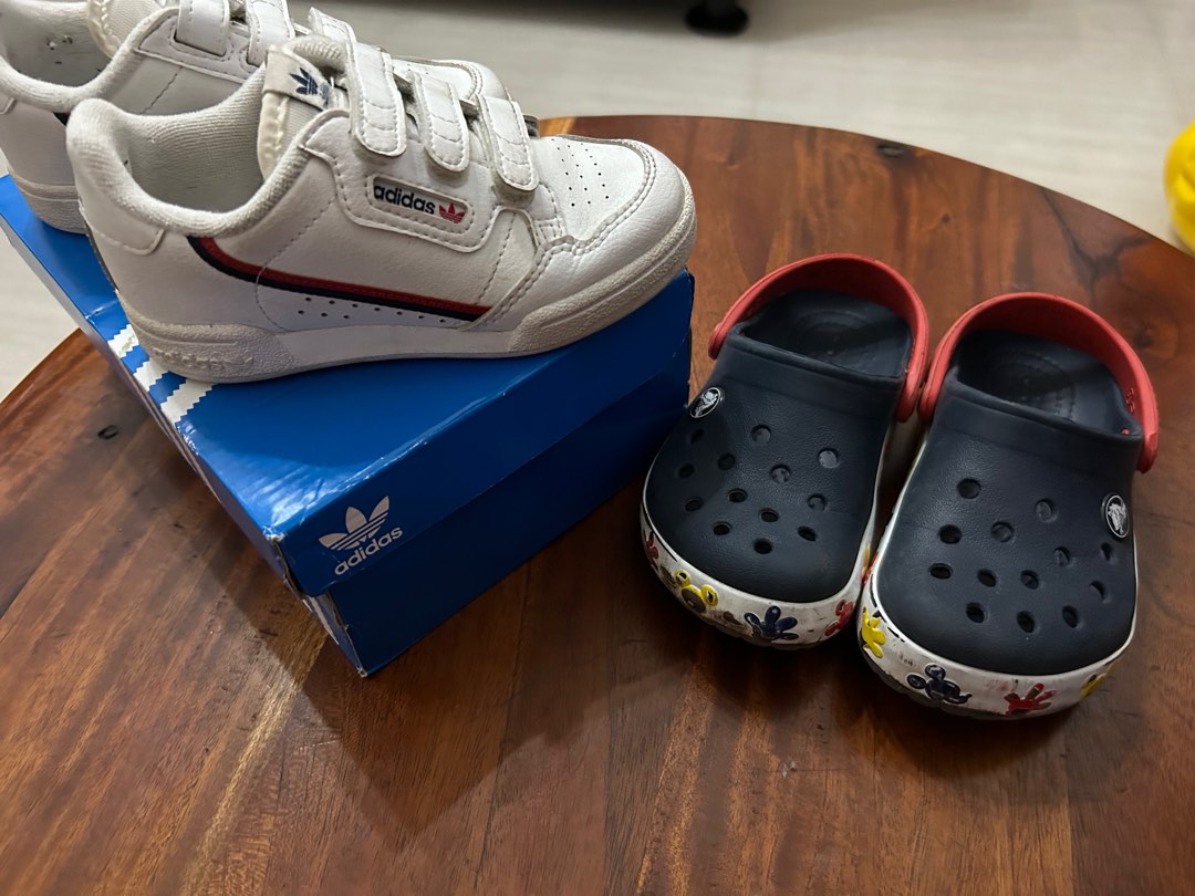 ADIDAS CONTINENTAL/CROCS, Babies & Kids, Babies & Kids Fashion on Carousell