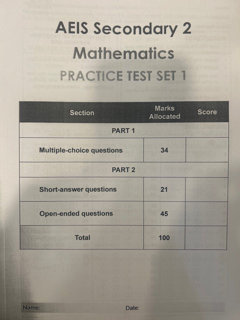 AEIS Test Papers, Hobbies & Toys, Books & Magazines, Assessment Books ...