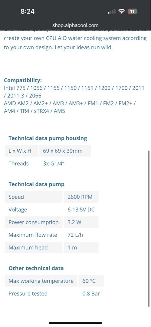 Alpha Cool Eisbaer LT CPU Pump Block, Computers & Tech, Parts & Accessories, Computer Parts on ...