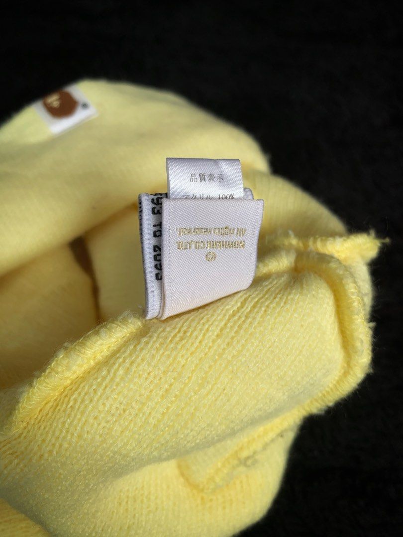 Authentic Bape Japan “Bape” Font Logo Lemon Yellow Beanie, Women's ...