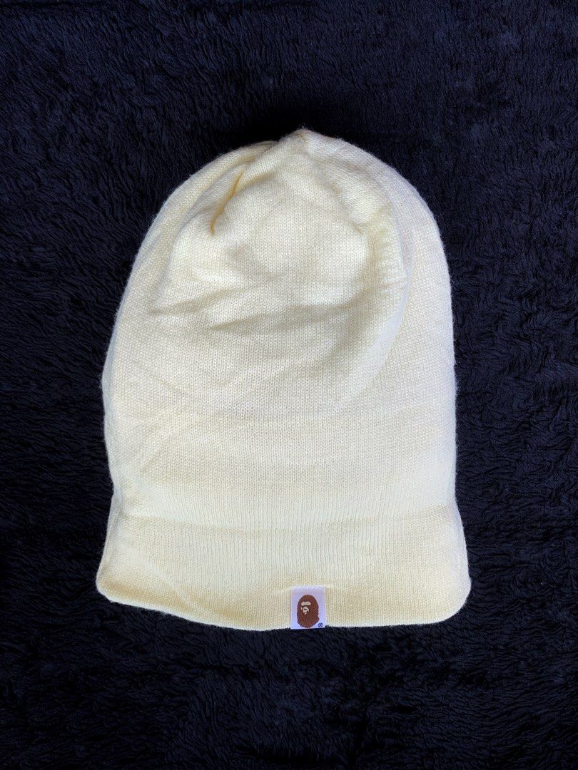 Authentic Bape Japan “Bape” Font Logo Lemon Yellow Beanie, Women's ...