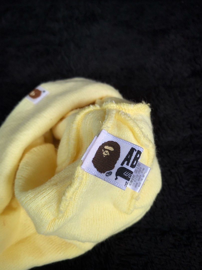 Authentic Bape Japan “Bape” Font Logo Lemon Yellow Beanie, Women's ...