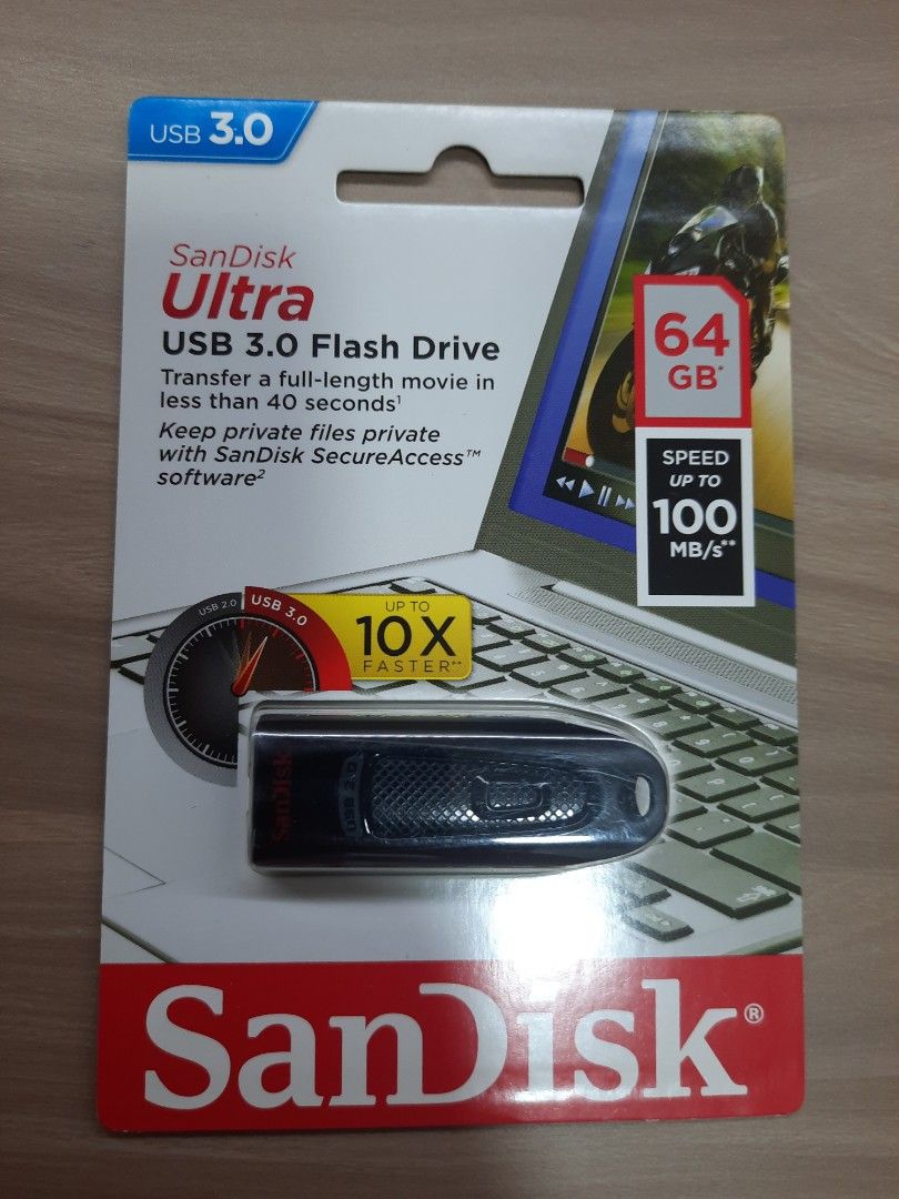 Brand new SanDisk ultra USB 3.0 flash drive 64gb, Computers & Tech ...